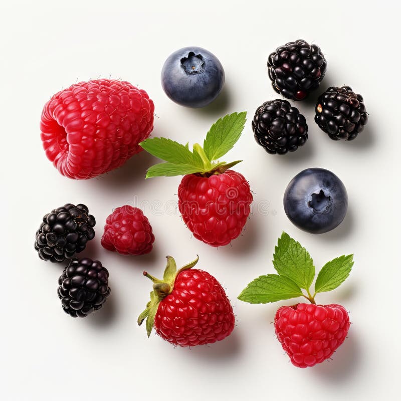 Berries Collection of Raspberry, Blueberry, Blackberry, Cherry Isolated ...