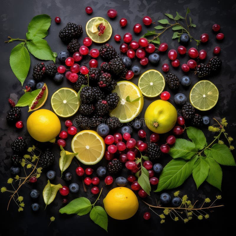 Berries Colorful Assorted Mix of Berry with Currant ,lemon and Kiwi ...