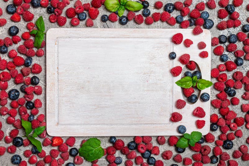 Berries Frame on Concrete Background Stock Photo - Image of nature ...