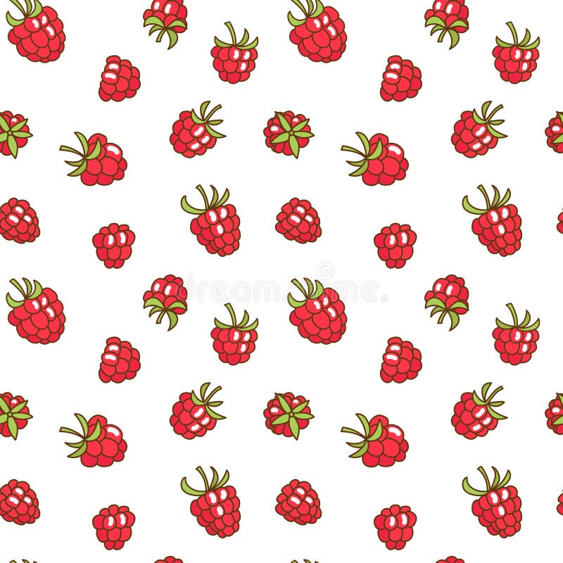 Berries Fruit Raspberry Seamless Pattern. Flat Style, Vector ...