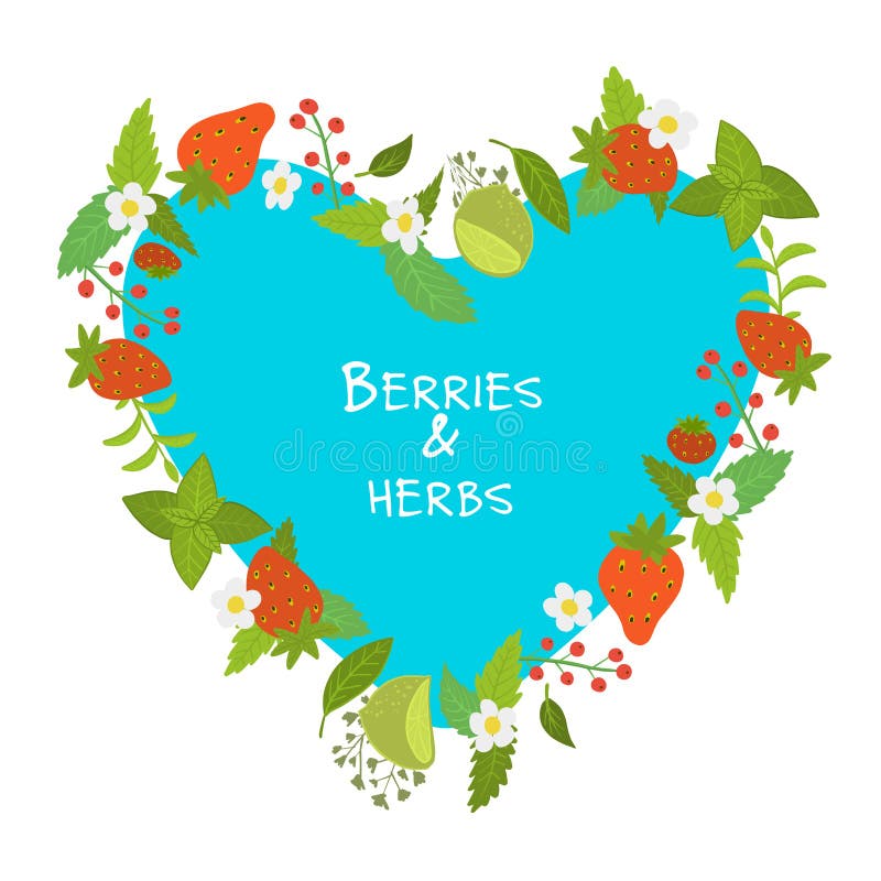 Berries and Herbs. Background Design with Sample Your Text Stock Vector ...