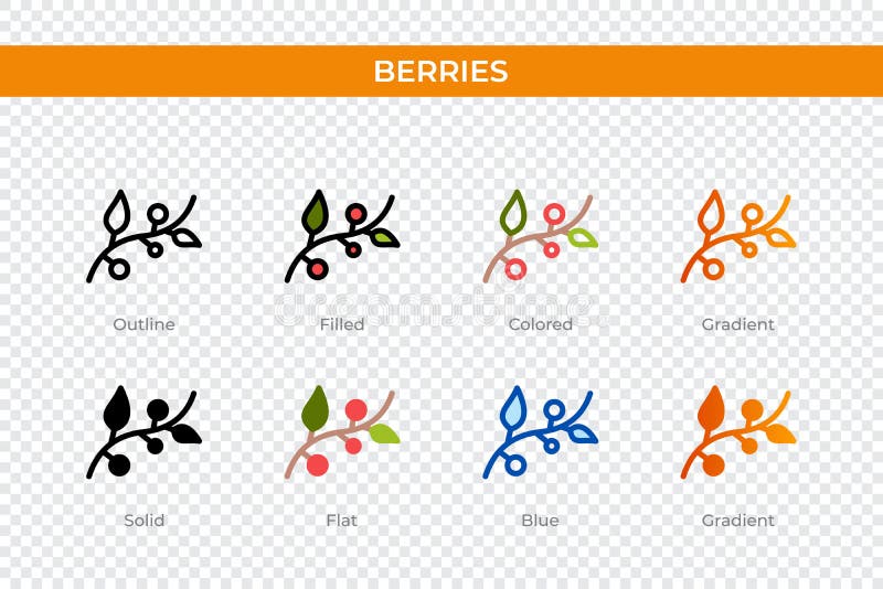 Berries Icon in Different Style. Berries Vector Icons Designed in Outline, Solid, Colored ...