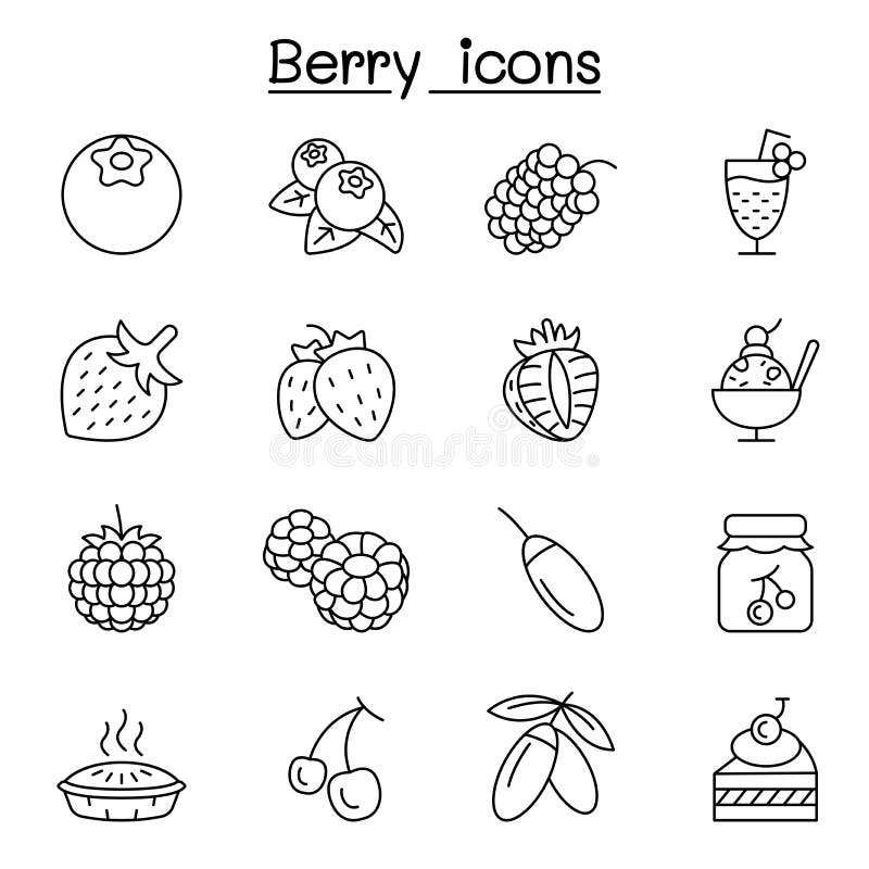 Berries Icon Outline Vector. Isolated on White Background Stock Vector ...