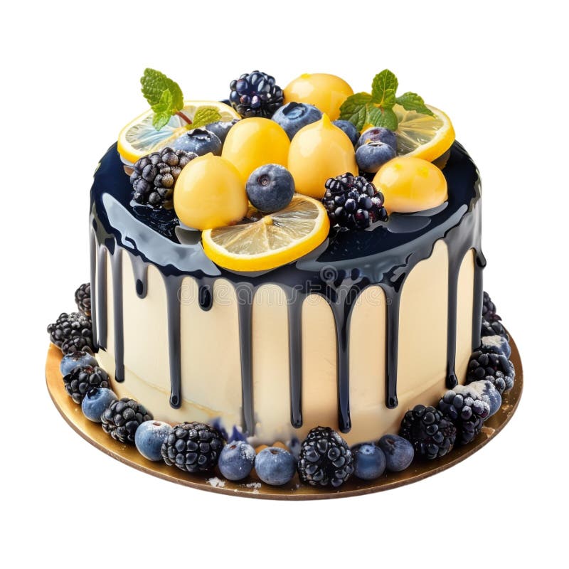 Berries and Lemon Cake on Transparent Background - Ai Generated Stock ...