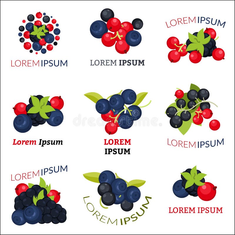 Berries logo template set stock illustration. Illustration of freshness ...