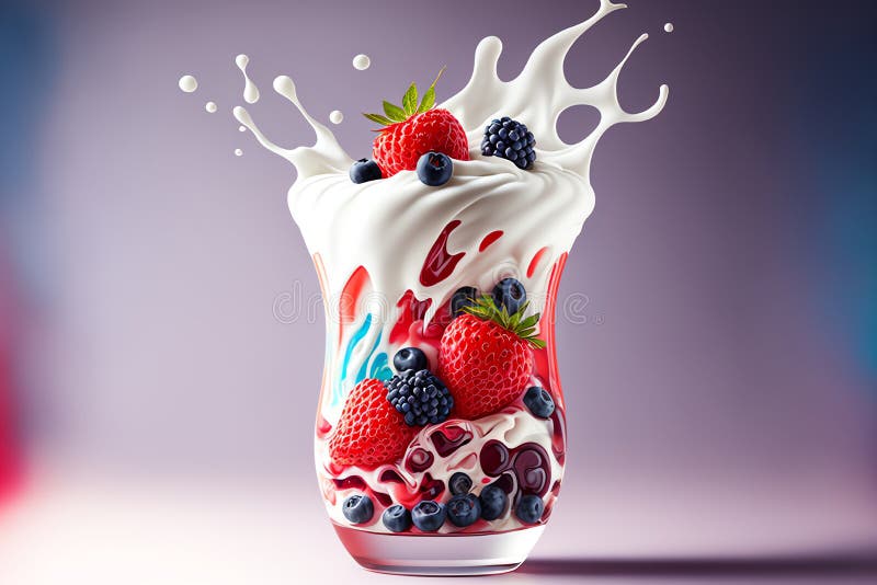 Berries Milkshake. Vanilla Milkshake. Cold Drink Concept. Generative AI ...