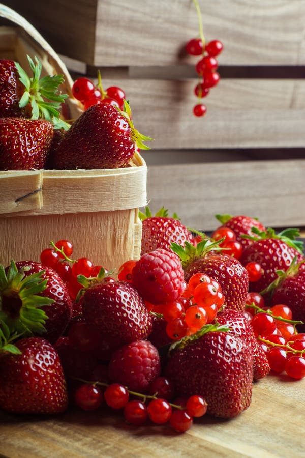 Berries Mix with Redcurrant, Strawberry and Raspberry Stock Image ...