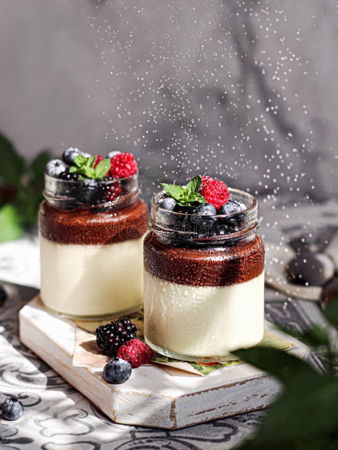 Berries panna cotta stock photo. Image of fruit, plant - 254951360