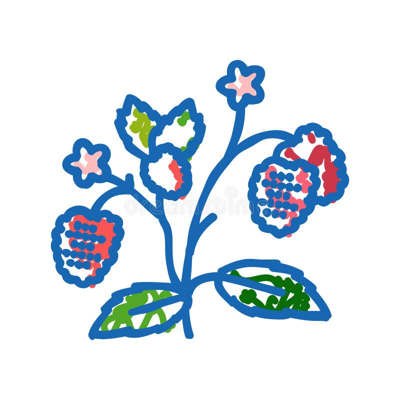 Berries Plant Raspberry Fruit Icon Doodle Illustration Stock ...