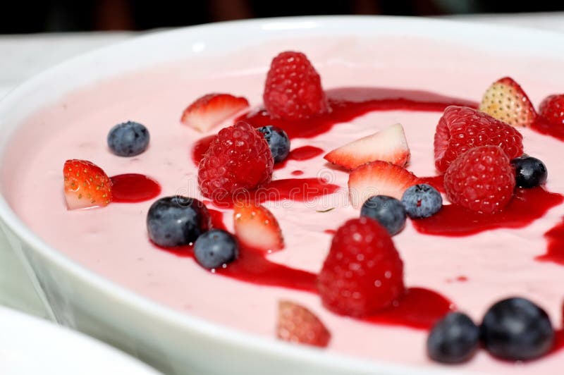 Berries pudding stock image. Image of berry, syrup, topping - 11065913