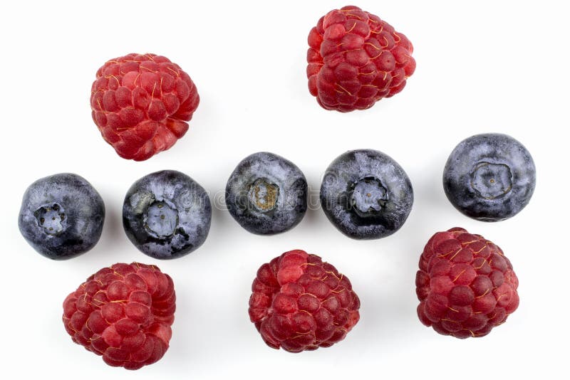 Berries of Raspberry and Blueberry are Isolated on a White Background ...