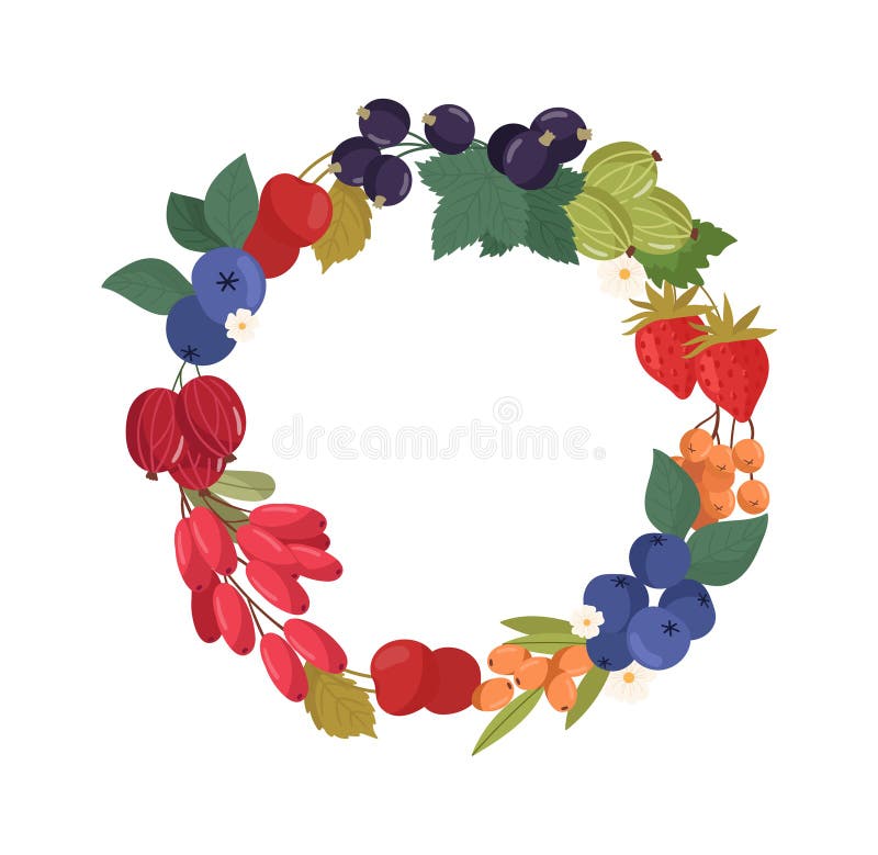 Berries Round Frame stock vector. Illustration of frame - 277521390