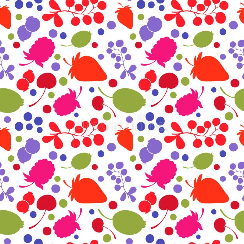 Berries Silhouettes - Background Pattern. Seamless Vector Design. Stock ...