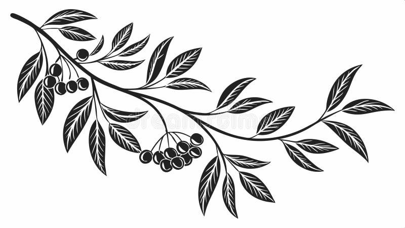 Berry Branch Vine Design. Berry Branch Vine, Decorative Plant Element ...