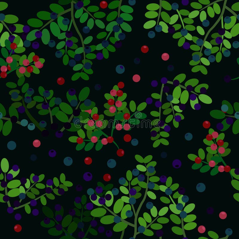 Berry Bushes Seamless Pattern Stock Vector - Illustration of food ...