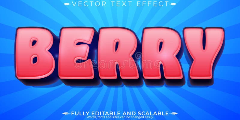 Berry Cartoon Text Effect, Editable Joyful and Kids Text Style Stock ...
