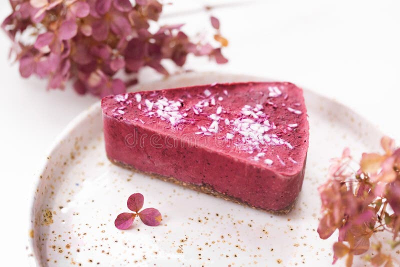 Berry Cheesecake on a Plate with a Beautiful Design Stock Photo - Image ...