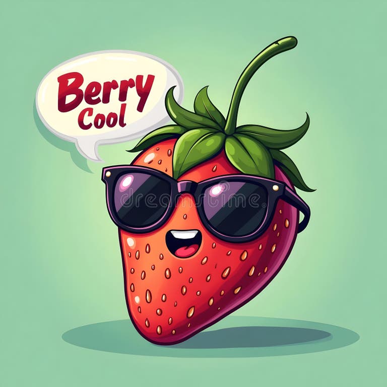 Berry Cool Strawberry Illustration Stock Illustration - Illustration of ...