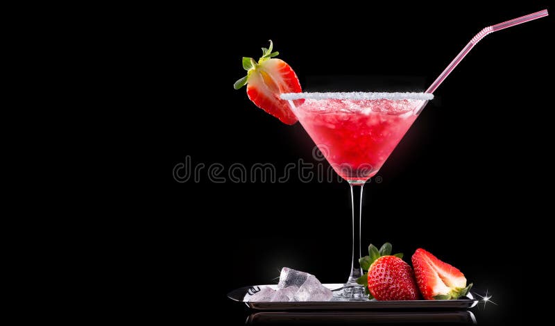 Berry Cooler Cocktail on a Black Stock Photo - Image of fruit, healthy ...
