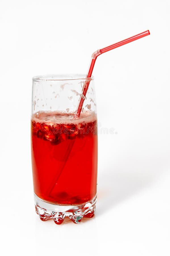 Berry Cooler Cocktail with Drinking Straw on White Background Stock ...
