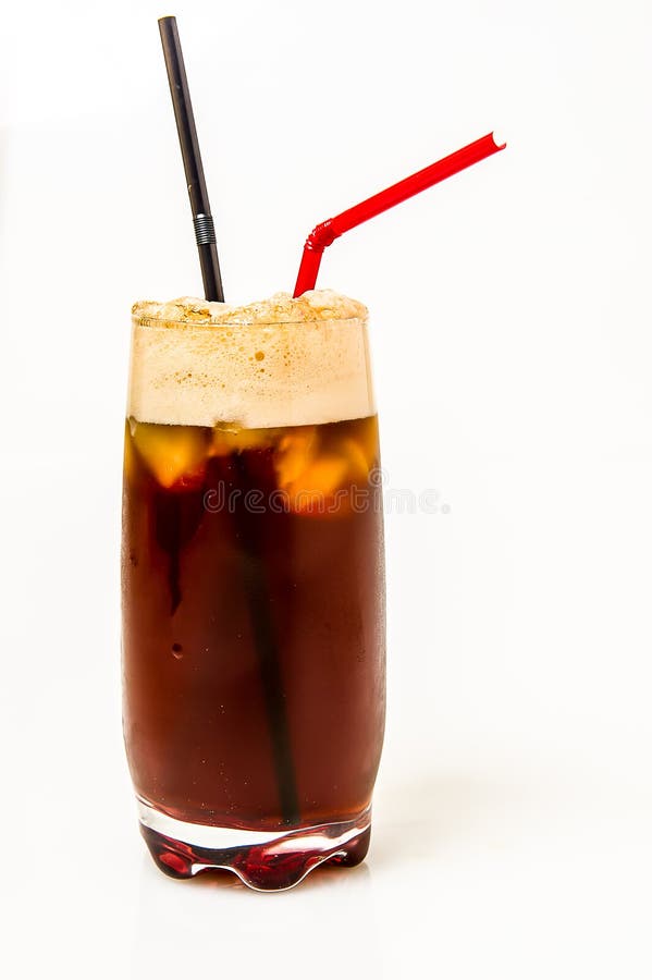 Berry Cooler Cocktail with Drinking Straw on White Background Stock ...