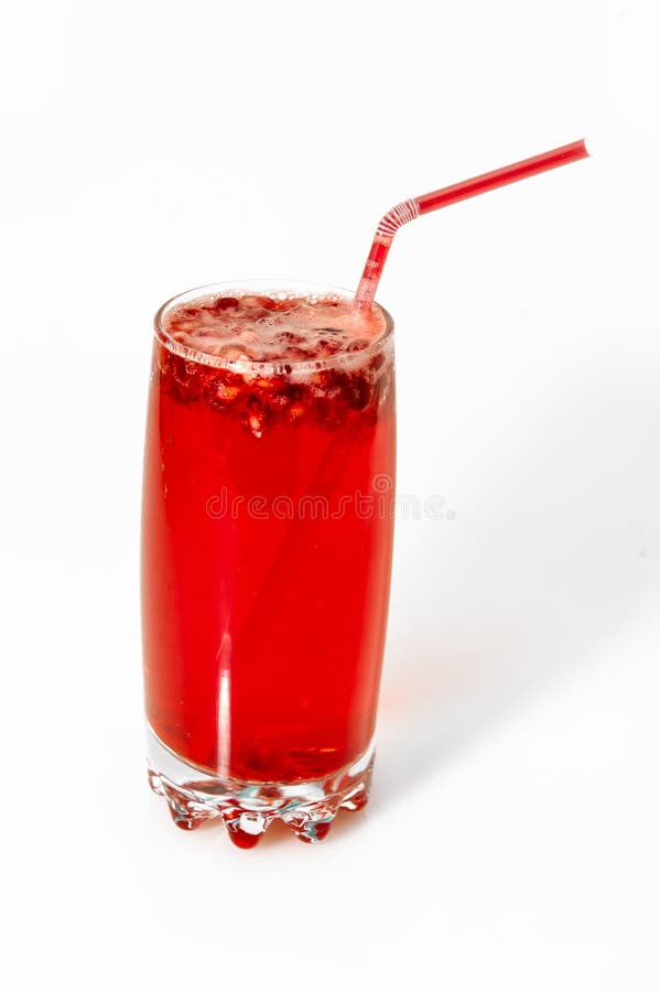 Berry Cooler Cocktail with Drinking Straw on White Background Stock ...