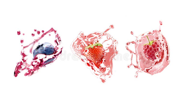 Berry Falling in Juice Splash Mockup Set, Depth of Field Stock ...