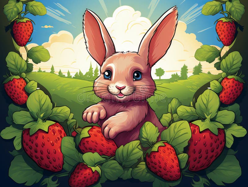 Berry Farm Logo with Rabbit Stock Illustration - Illustration of ...