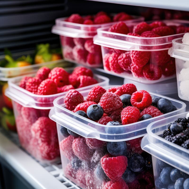 Berry-filled Plastic Containers on Shelf Stock Illustration ...