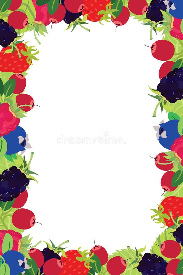 Berry Frame. Outline Black and White Graphics for Card, Invitation ...