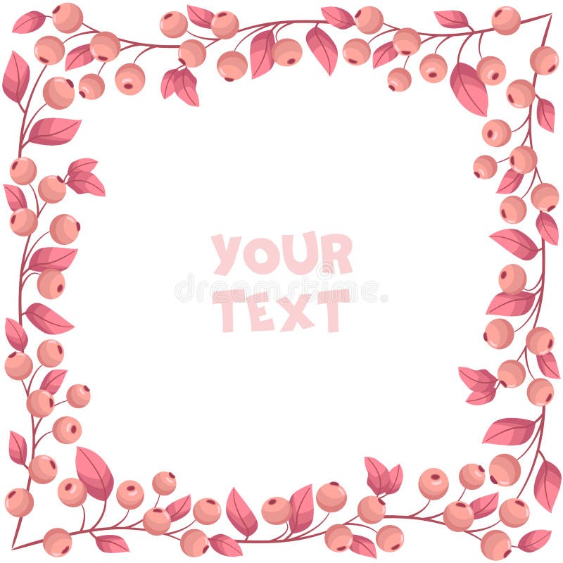 Berry Frame; Square Border with Pink Forest Berries. Stock Vector ...