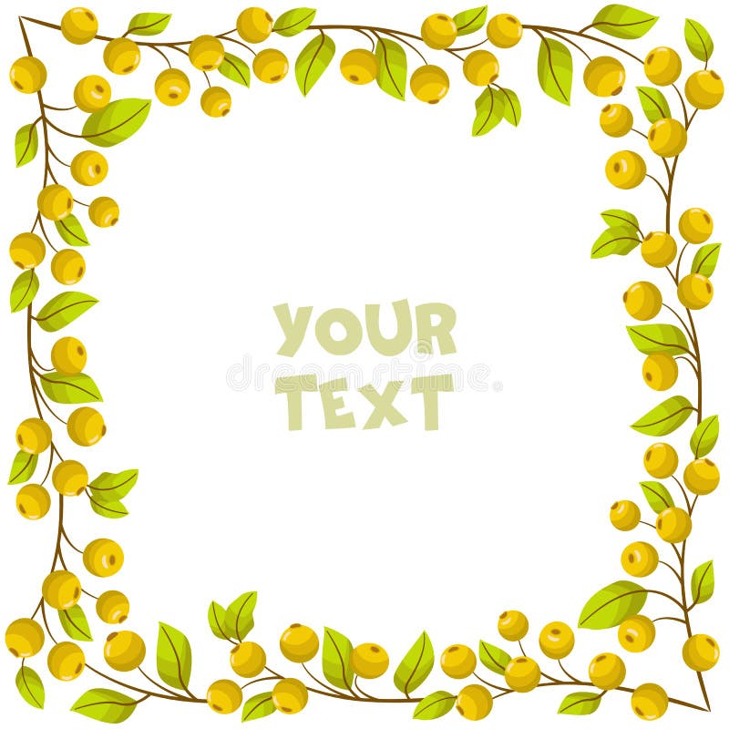 Berry Frame; Square Border with Yellow Forest Berries. Stock Vector ...