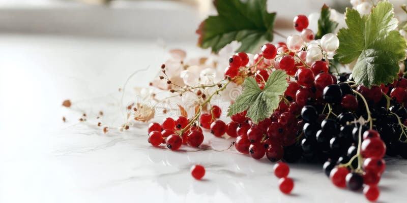 Berry Fresh Month Assorted Red, Black, and White Currants on Marble ...