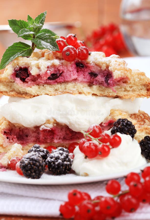 Berry Fruit Cake with Cream Cheese Stock Photo - Image of closeup ...