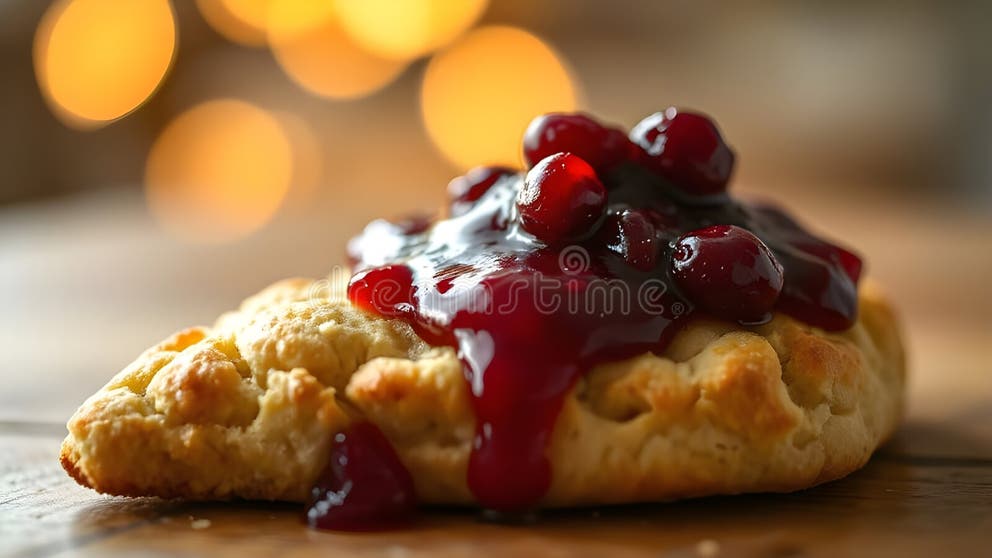 The Berry Fruit Jam Topping on Scone Biscuit Stock Illustration ...