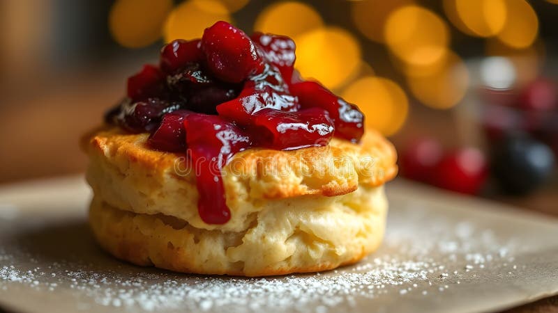 The Berry Fruit Jam Topping on Scone Biscuit Stock Illustration ...