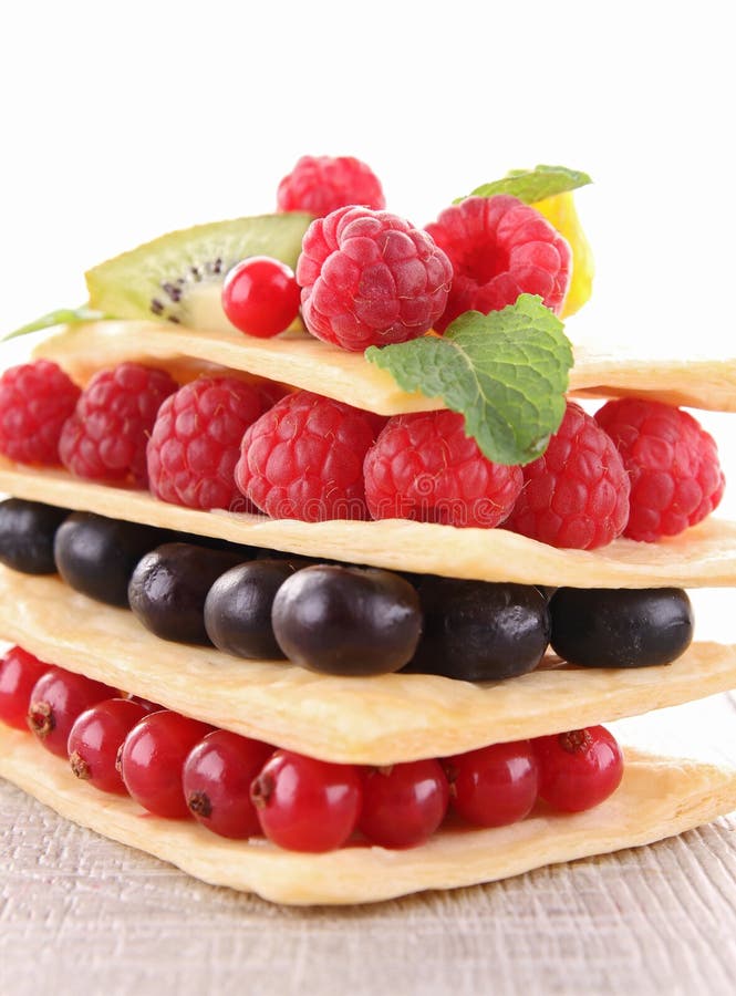 Berry fruit mille feuille stock photo. Image of puff - 24489740