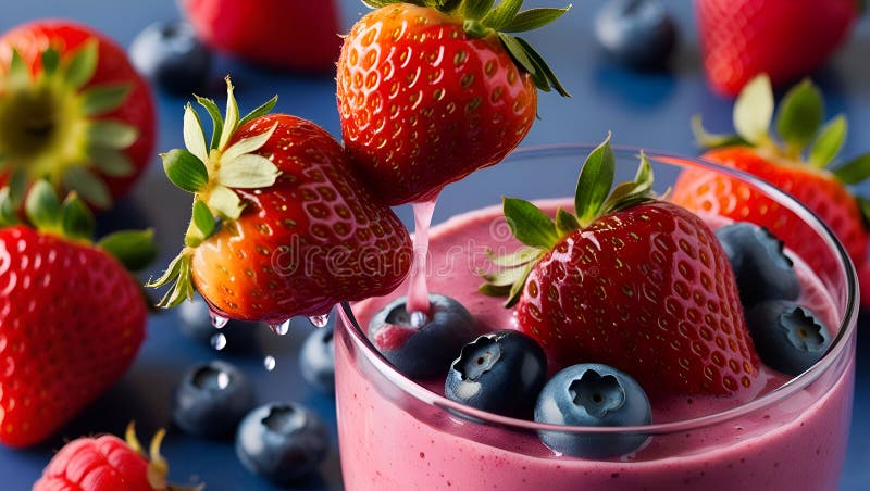 Berry Healthy Smoothie Drops Falling in Glass. Healthy Summer Drink ...