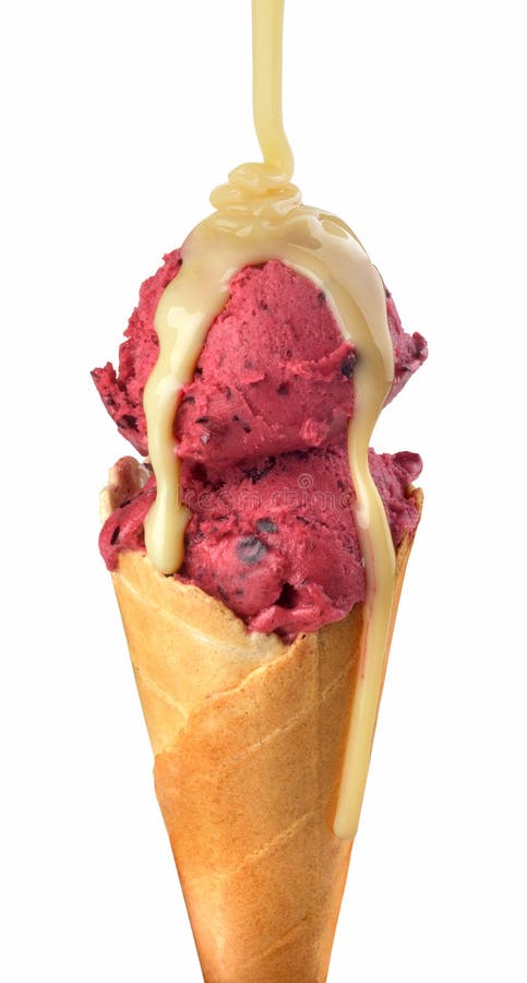 Berry Ice Cream Poured with Condensed Milk Stock Image - Image of ...