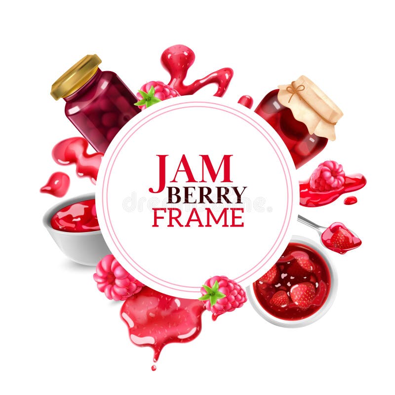 Berry Jam Round Frame stock vector. Illustration of bottle - 279088148