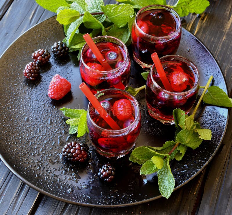 Berry Juice in a Glass with Berries, Selective Focus Stock Image ...