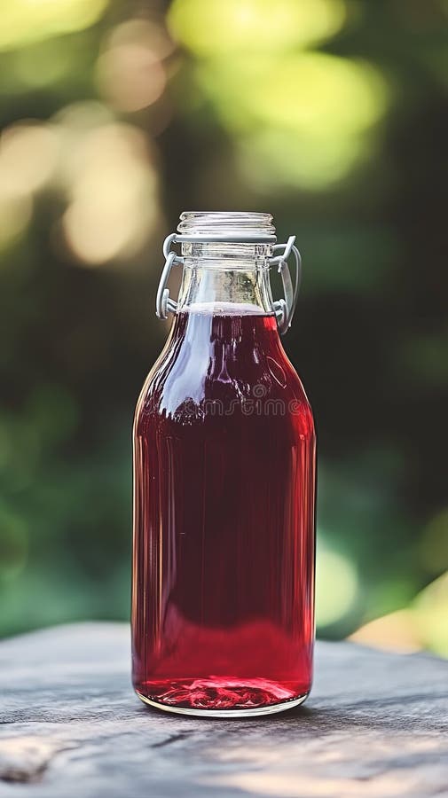 Berry Kombucha in Clear Bottle with Label. Stock Photo - Image of ...