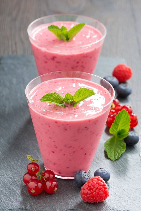 Berry milkshake in glass stock photo. Image of fresh - 49749490