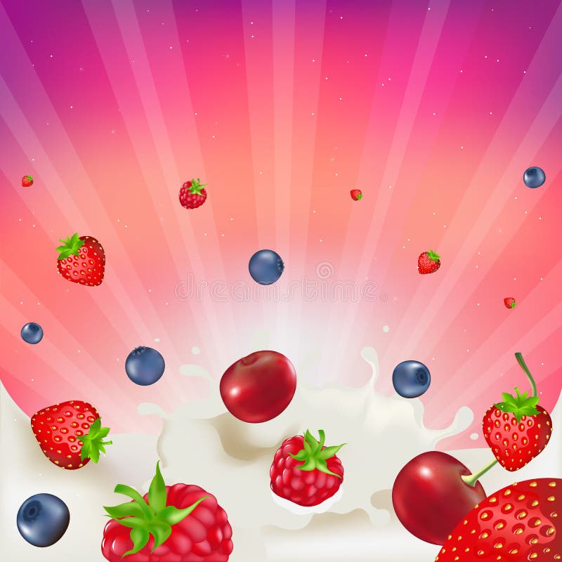 Berry Mix stock vector. Illustration of milk, liquid - 195704094