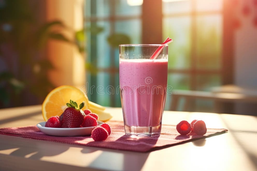 Berry Multi Fruit Smoothie in a Glass Stock Illustration - Illustration ...