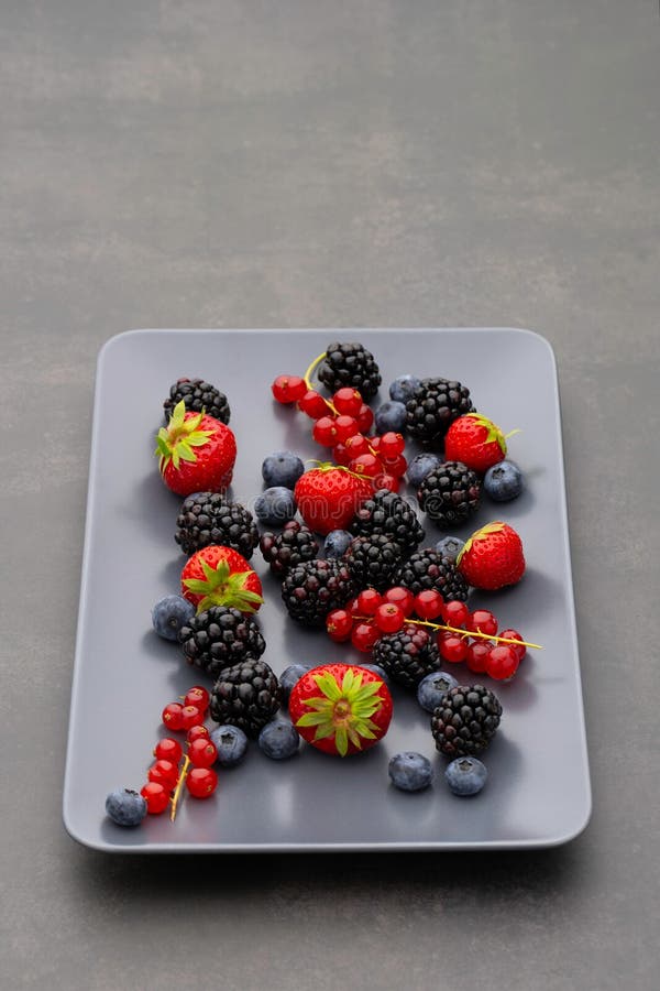 Berry Pattern, Collection of Fresh Forest Berries on Table , Top View ...