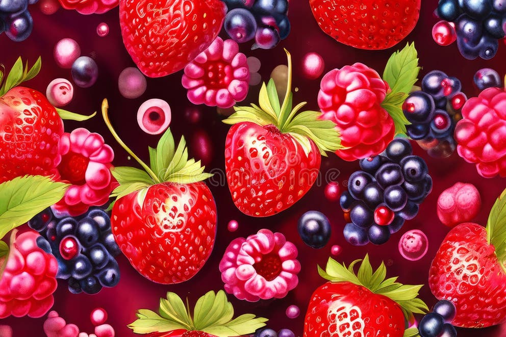 Berry Patterns Repeating Patterns Featuring Various Berry Design Stock ...