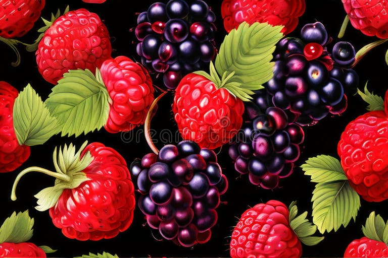 Berry Patterns Repeating Patterns Featuring Various Berry Design Stock ...