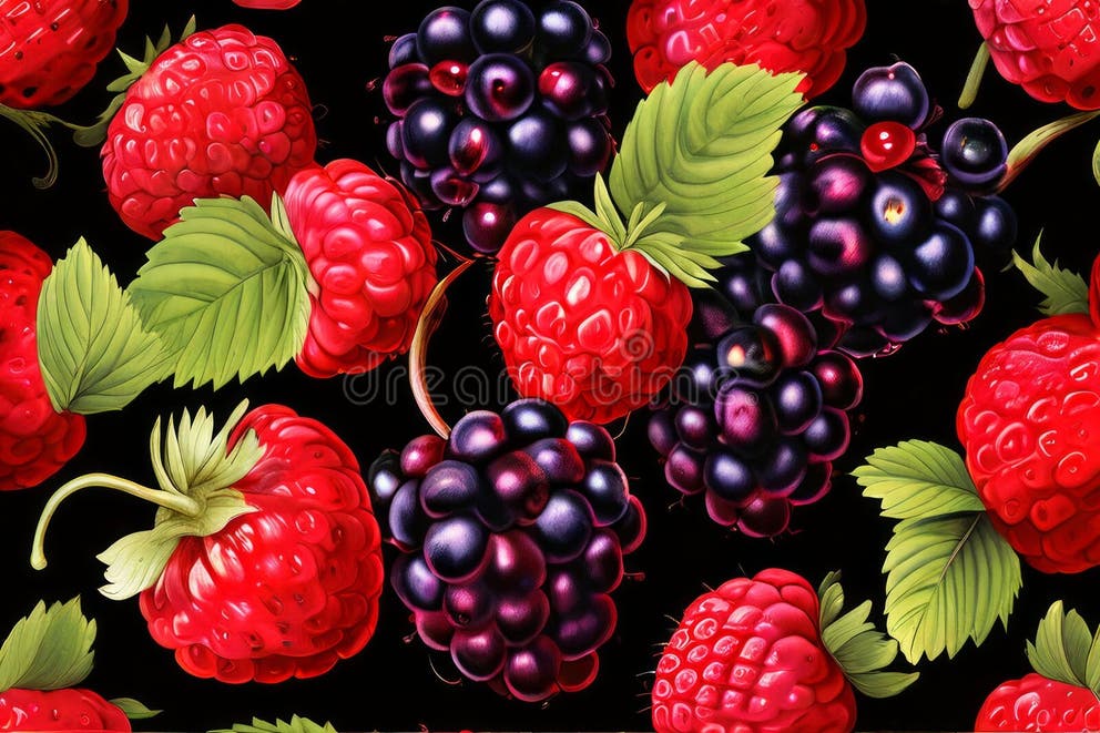 Berry Patterns Repeating Patterns Featuring Various Berry Design Stock ...