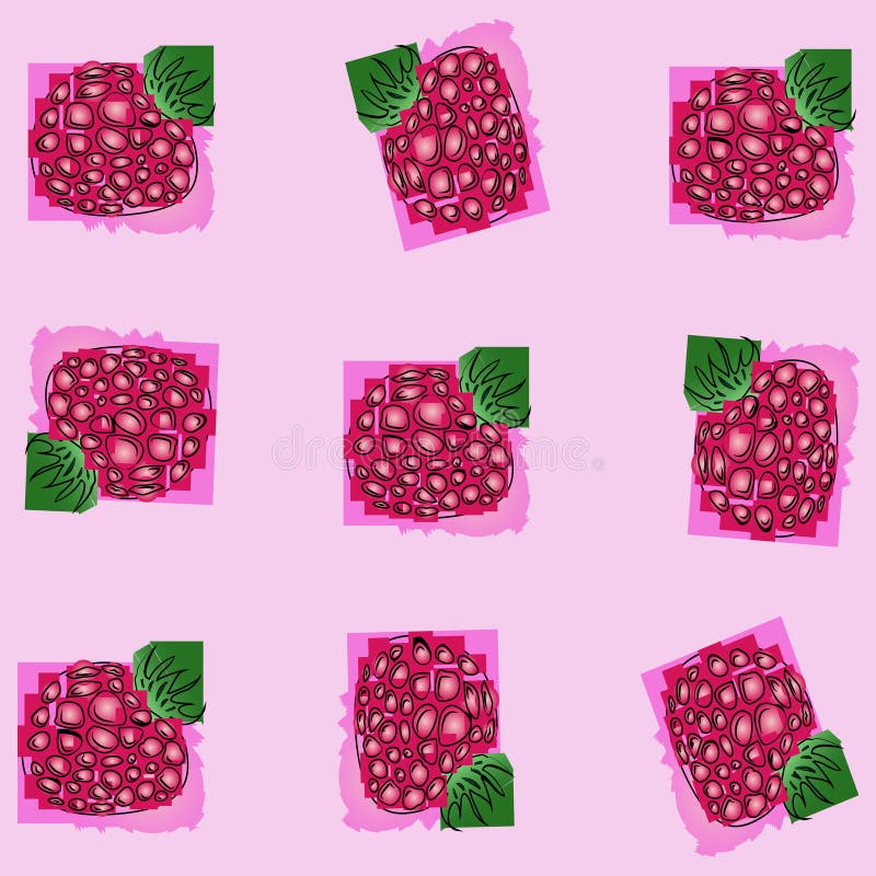 Berry Raspberry. the Pattern of Schematically Drawn Raspberries Stock ...